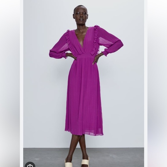 Zara | Dresses | Zara Pleated Purple Dress | Poshmark